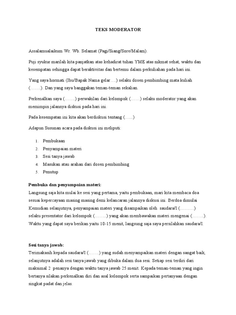 Text Moderator Presentasi | PDF