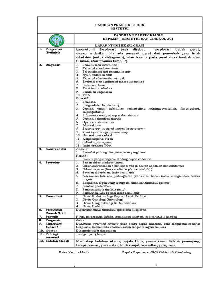 SPO Laparotomi Eksplorasi Aming | PDF