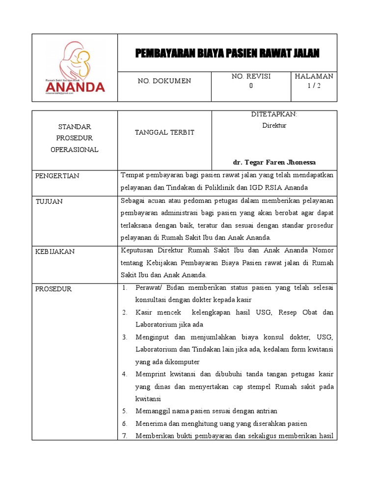 Sop Kasir Rawat Jalan | PDF
