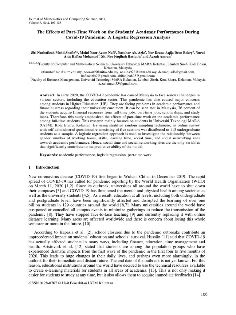 The Effects of Part-Time Work On The Students' Academic Performance ...