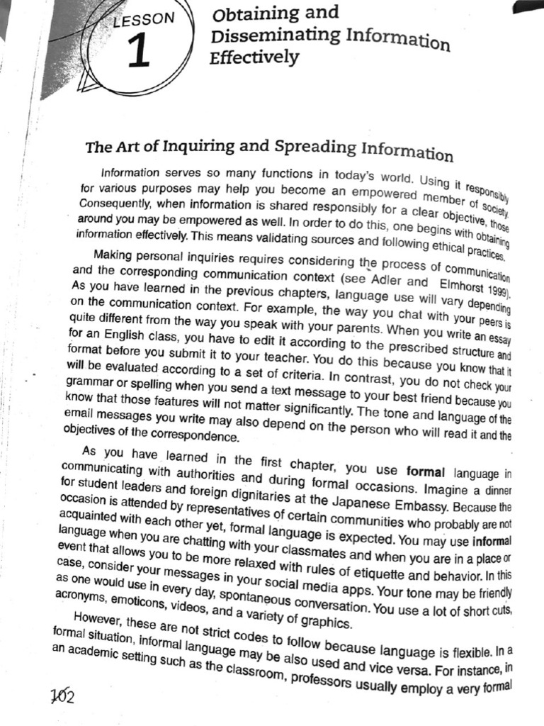 Obtaining and Disseminating Information | PDF