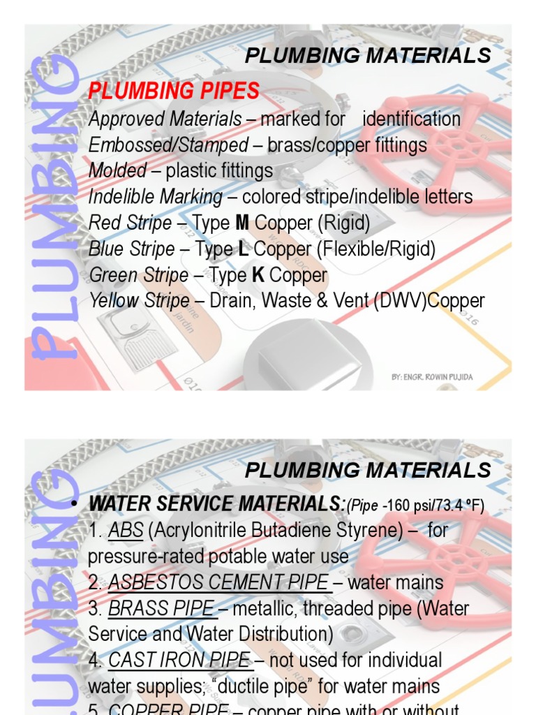 Lesson 1 - Plumbing Materials | PDF | Plumbing | Pipe (Fluid Conveyance)