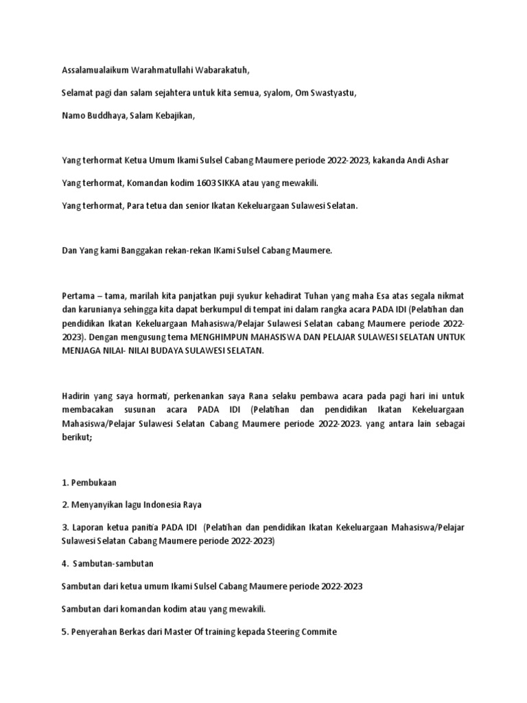 Susunan Acara Ikami | PDF