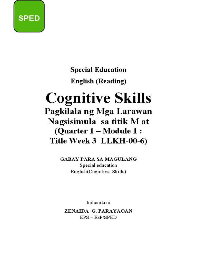 Modyul SPED Cognitive Skills | PDF