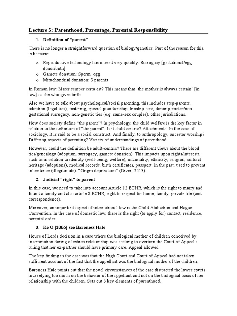 Lecture 3 | PDF | Parent | Surrogacy