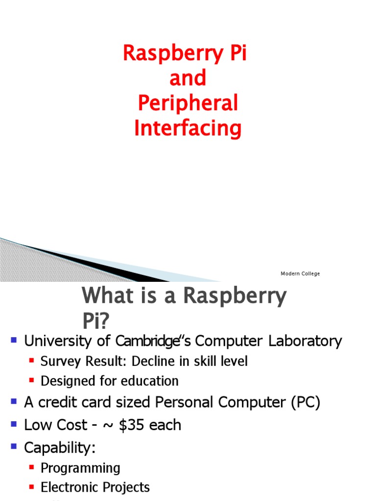 Raspberry Pi Int | PDF | Raspberry Pi | Electronics