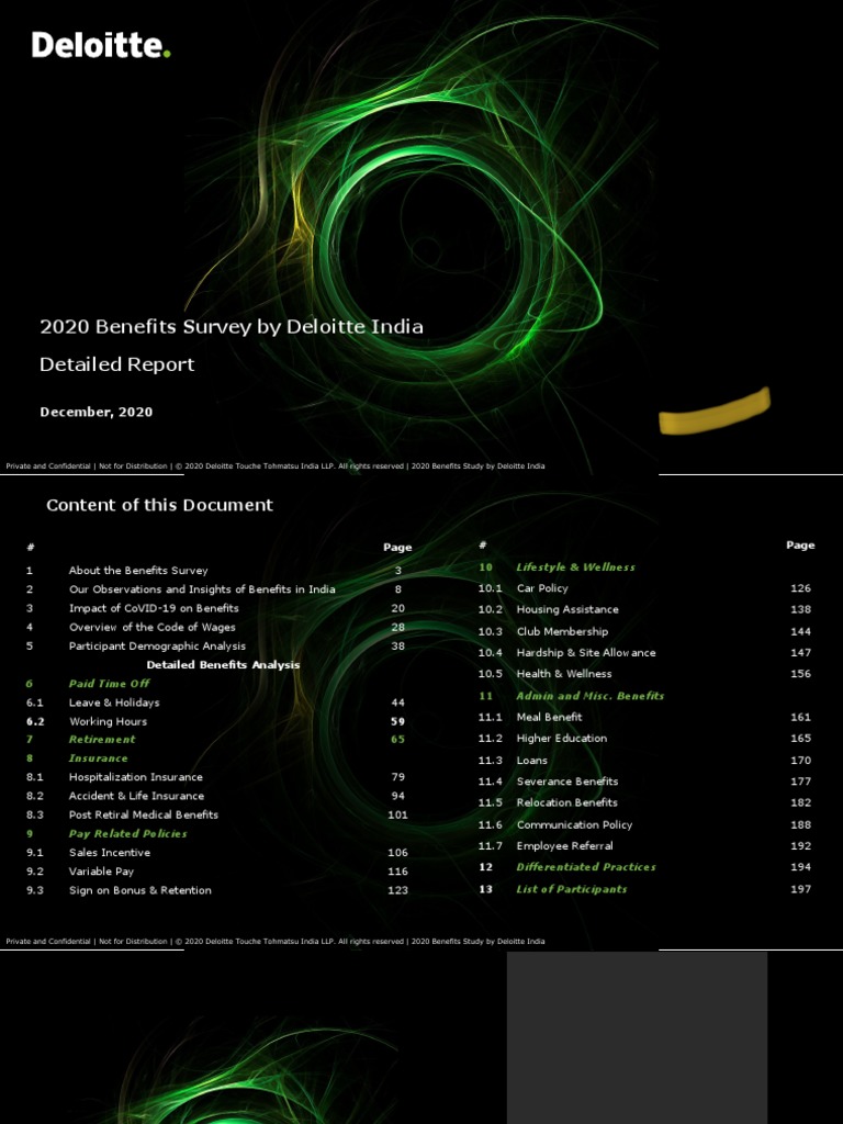 2020 Benefits Study Results by Deloitte India - Final PDF | PDF | Employment | Pension