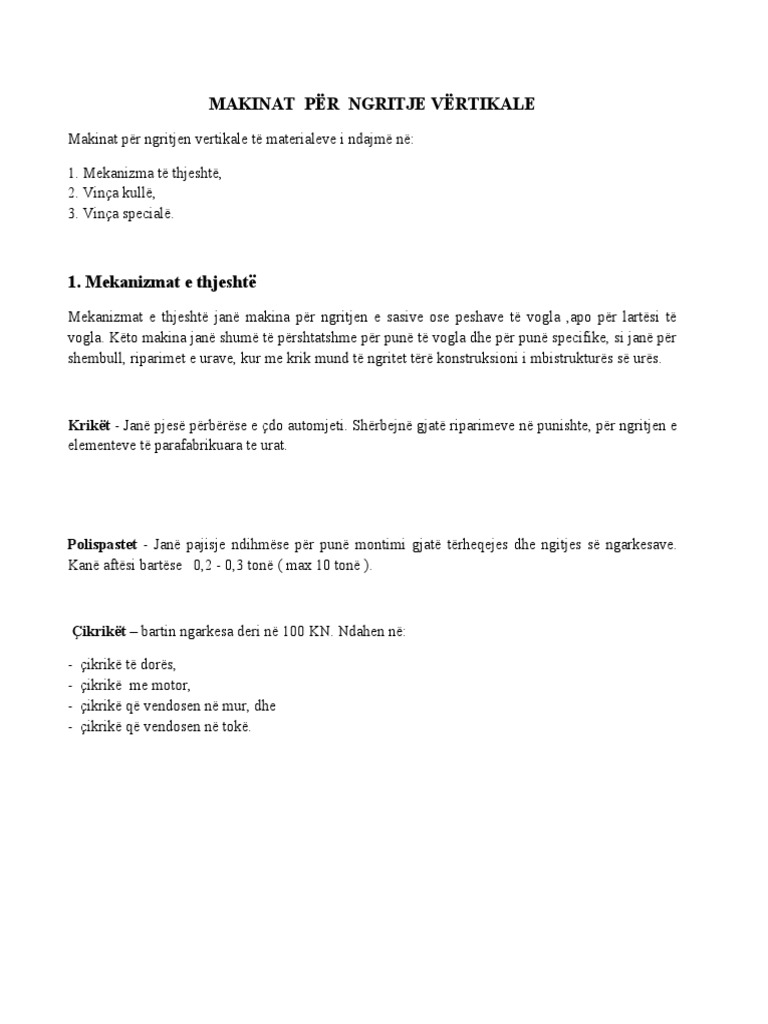 Makinat Për Ngritje Vërtikale | PDF