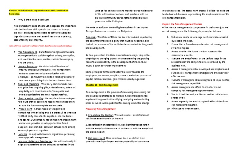 Chapter 10 and 11 - Governance | PDF | Risk Management | Business Ethics