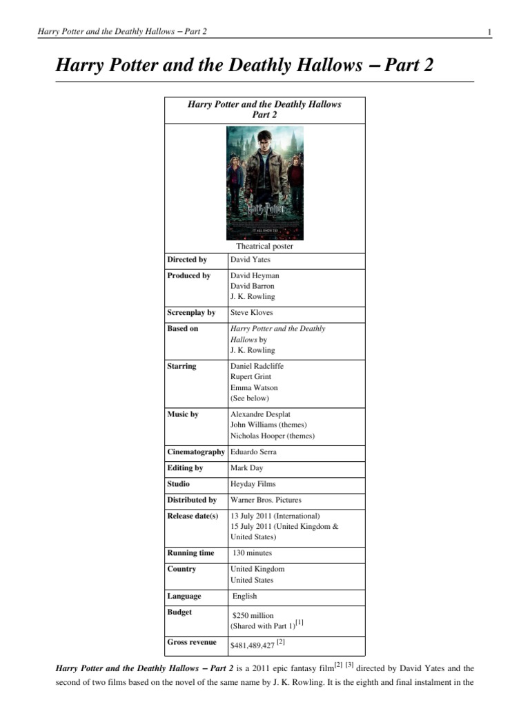 Harry Potter and The Deathly Hallows - Part 2 | PDF | Fantasy Tropes ...