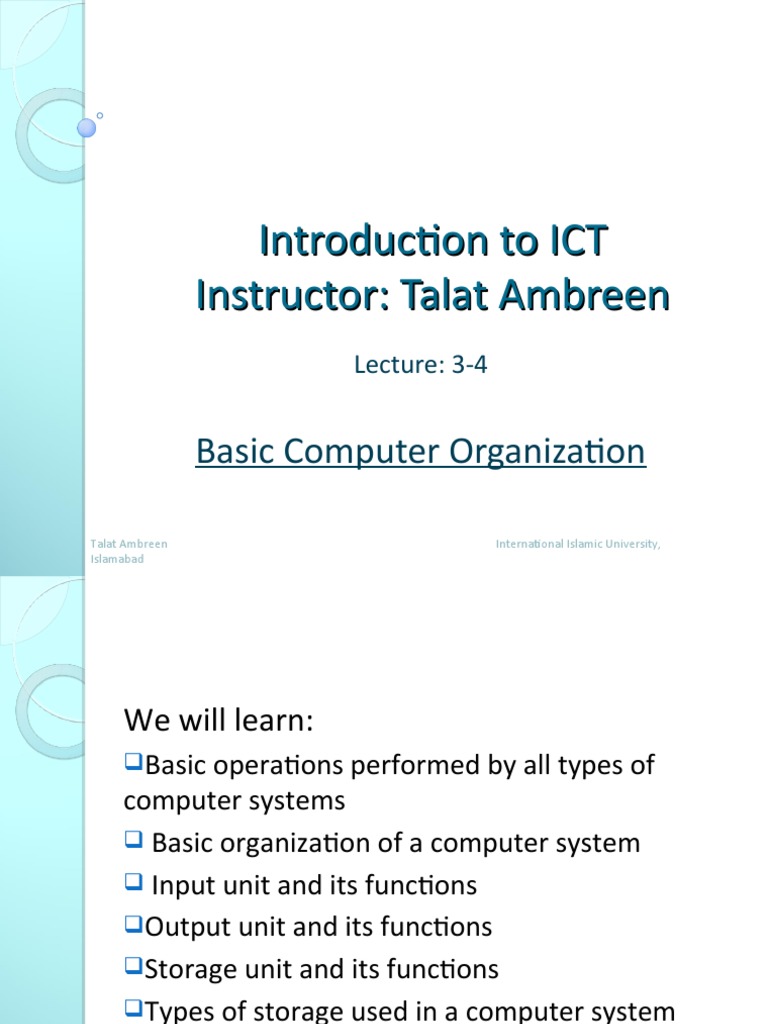 Ict-Lecture - 3-4 | PDF | Computer Data Storage | Input/Output Ict-Lecture - 3-4 | PDF | Computer Data Storage | Input/Output