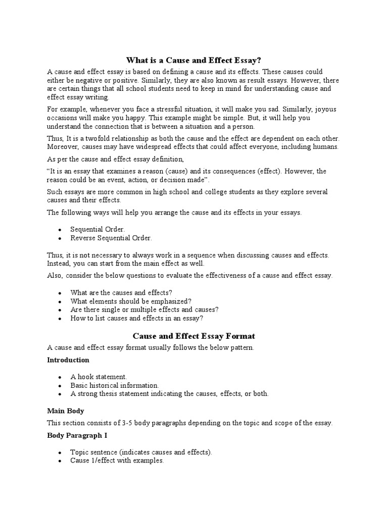 Cause and Effect Essay | PDF | Essays | Causality