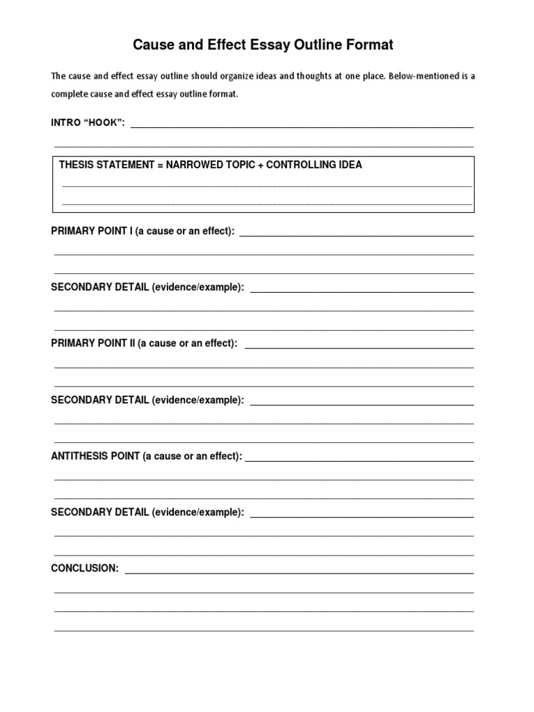 Cause and Effect Essay Outline Format | PDF