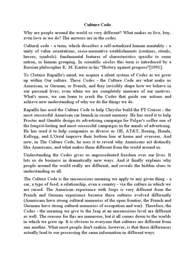 Culture Code | PDF | Experience | Emotions