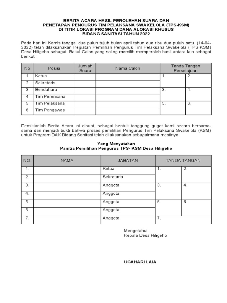 4.b BERITA ACARA PEROLEHAN SUARA TPS-KSM | PDF