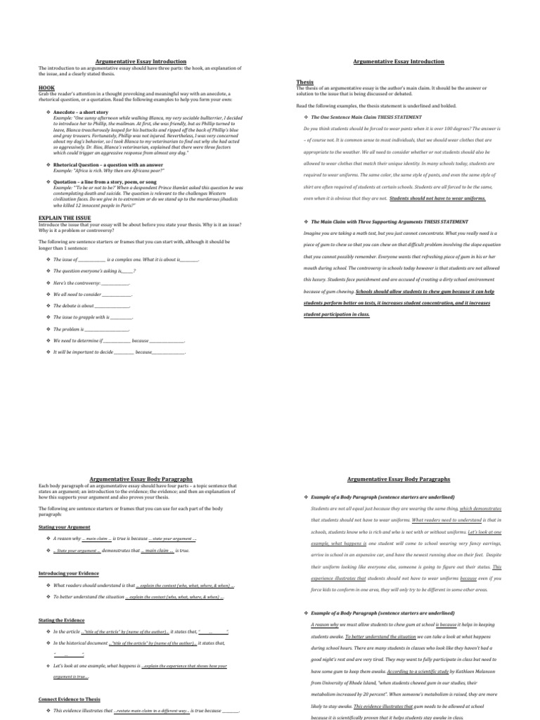 Argumentative Essay Introduction Guide | PDF | Essays | Argument