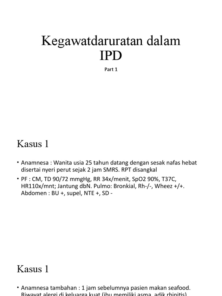 Kegawatdaruratan Dalam IPD Part 1 | PDF