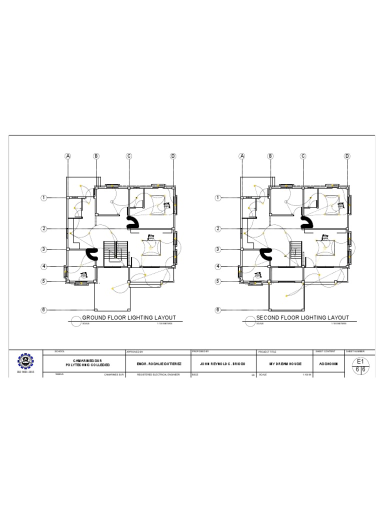 A B C D A B C D: Second Floor Lighting Layout Ground Floor Lighting ...
