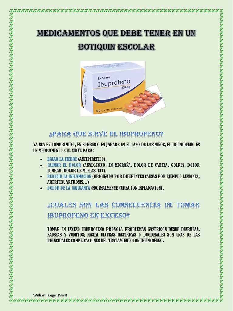 Medicamentos Que Debe Tener en Un Botiquin Escolar | PDF