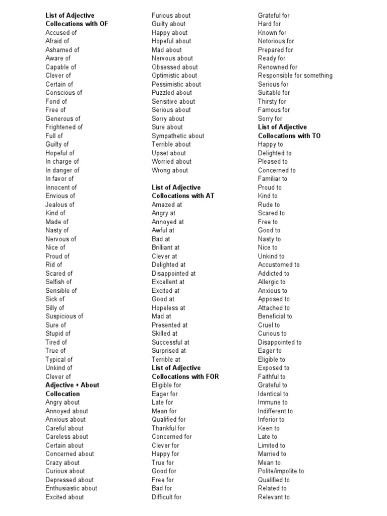 Adjectives - Prepositions | PDF