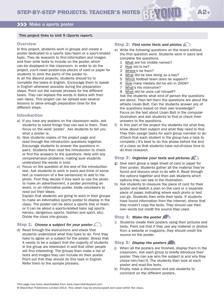 Project 5 - Teacher's Notes | PDF | Poster | Reading Comprehension