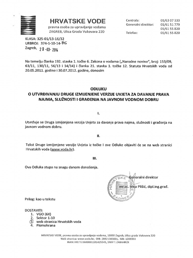 Odluka o Utvrdivanju Druge Izmijenjene Verzije Uvjeta Za Davnje Prava ... Odluka o Utvrdivanju Druge Izmijenjene Verzije Uvjeta Za Davnje Prava ...
