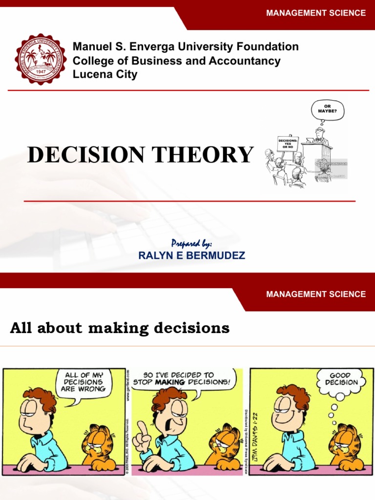 AE 106 Module 10 Decision Theory | PDF | Decision Making | Mathematical And Quantitative Methods ...