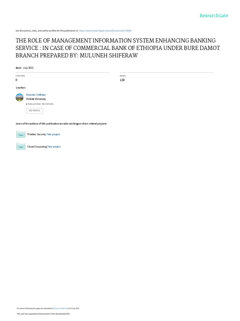 THEROLEOFMANAGEMENTINFORMATIONSYSTEMENHANCINGBANKINGSERVICE | Download Free PDF | Management ...