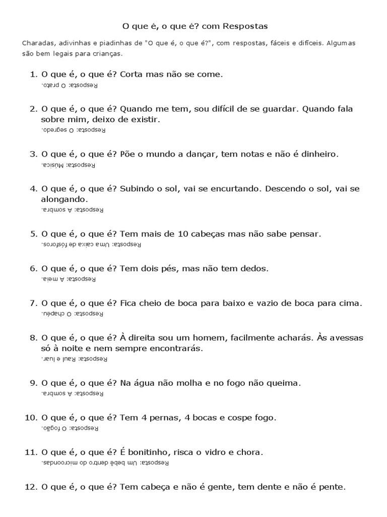 O que é, o que é? com Respostas | PDF