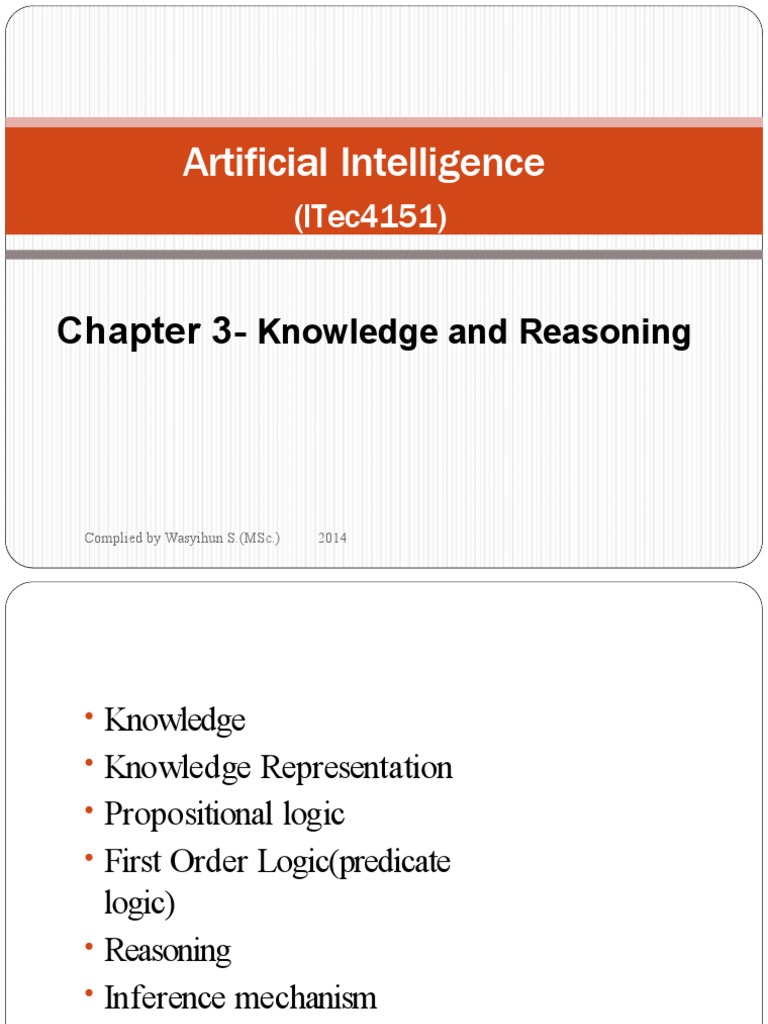 Ai CH3KB&R | Télécharger gratuitement PDF | Knowledge Representation And Reasoning | Logic