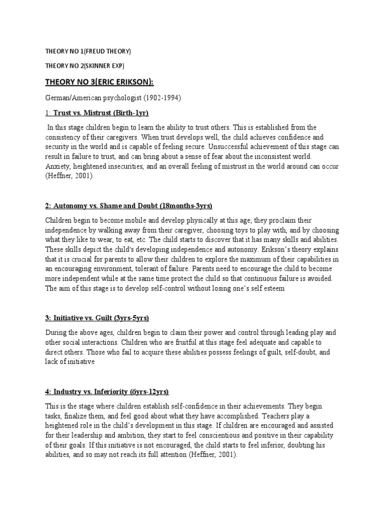 Key Psychological Theories of Self-Development | PDF | Cognition ...