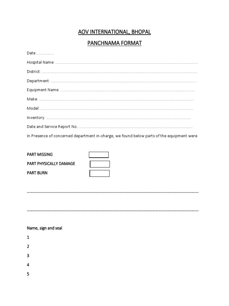 AOV International Panchnama Format | PDF