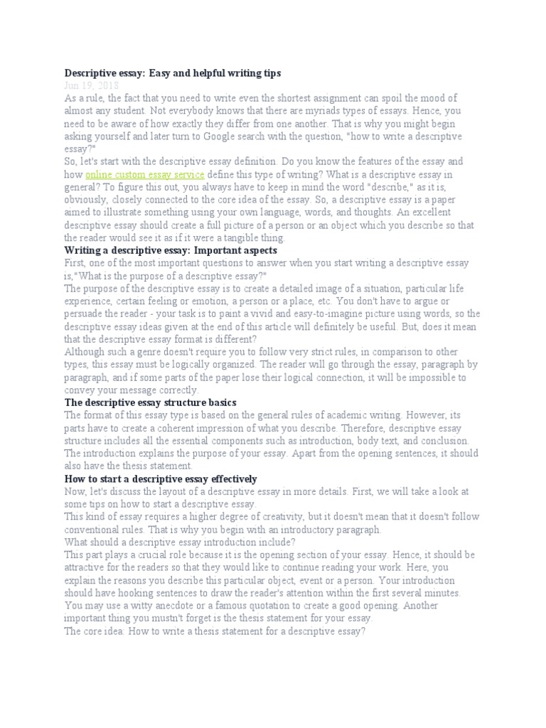 Descriptive Essay | PDF | Essays | Idea