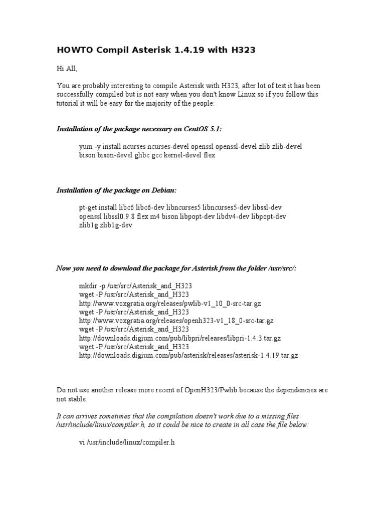 HOWTO Compil Asterisk With H323 | PDF | Computers | History