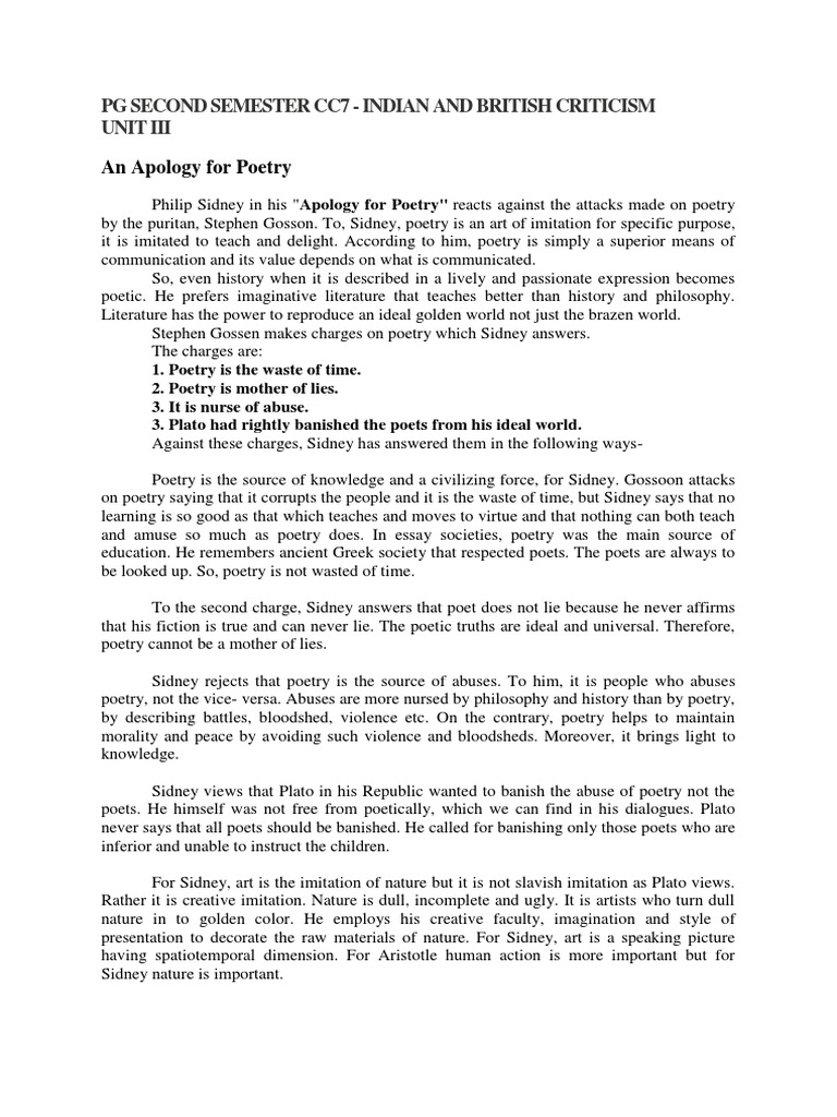 An-Apology-for-Poetry PHILIP SYDNEY | PDF | Plato | Virtue