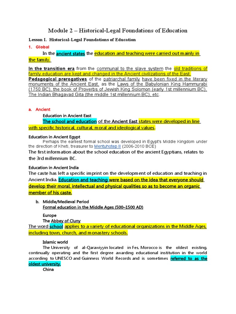 Historical Foundations of Education | PDF | Curriculum | Schools