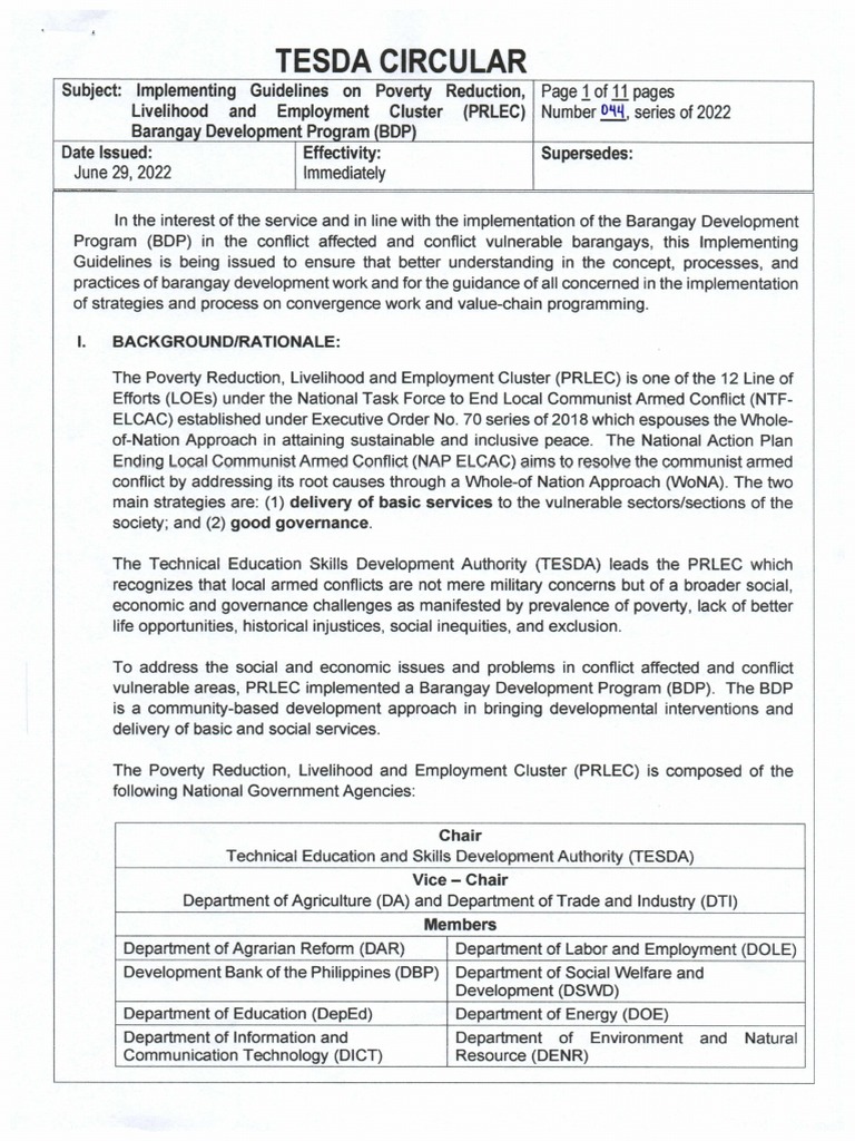 TESDA Circular No. 044-2022 | PDF | Poverty Reduction | Poverty