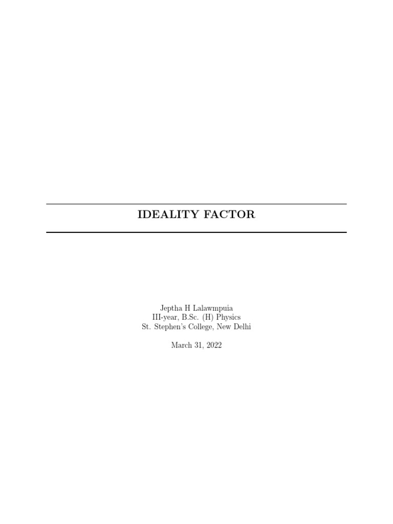 Ideality Factor | PDF | P–N Junction | Diode