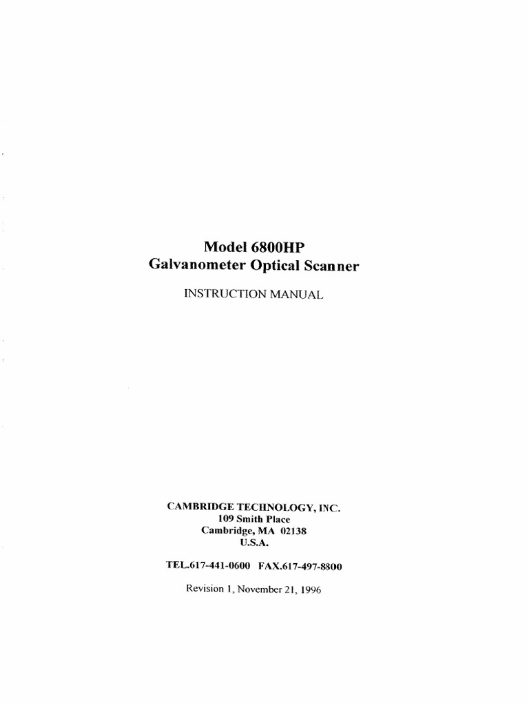 Cambridge Technology Galvanometer Instruction | PDF