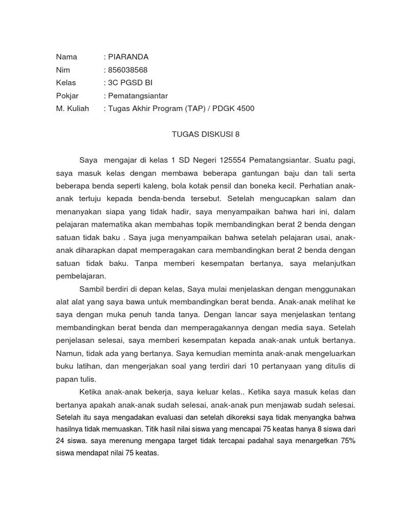 Diskusi 8 Tap - Piaranda | PDF
