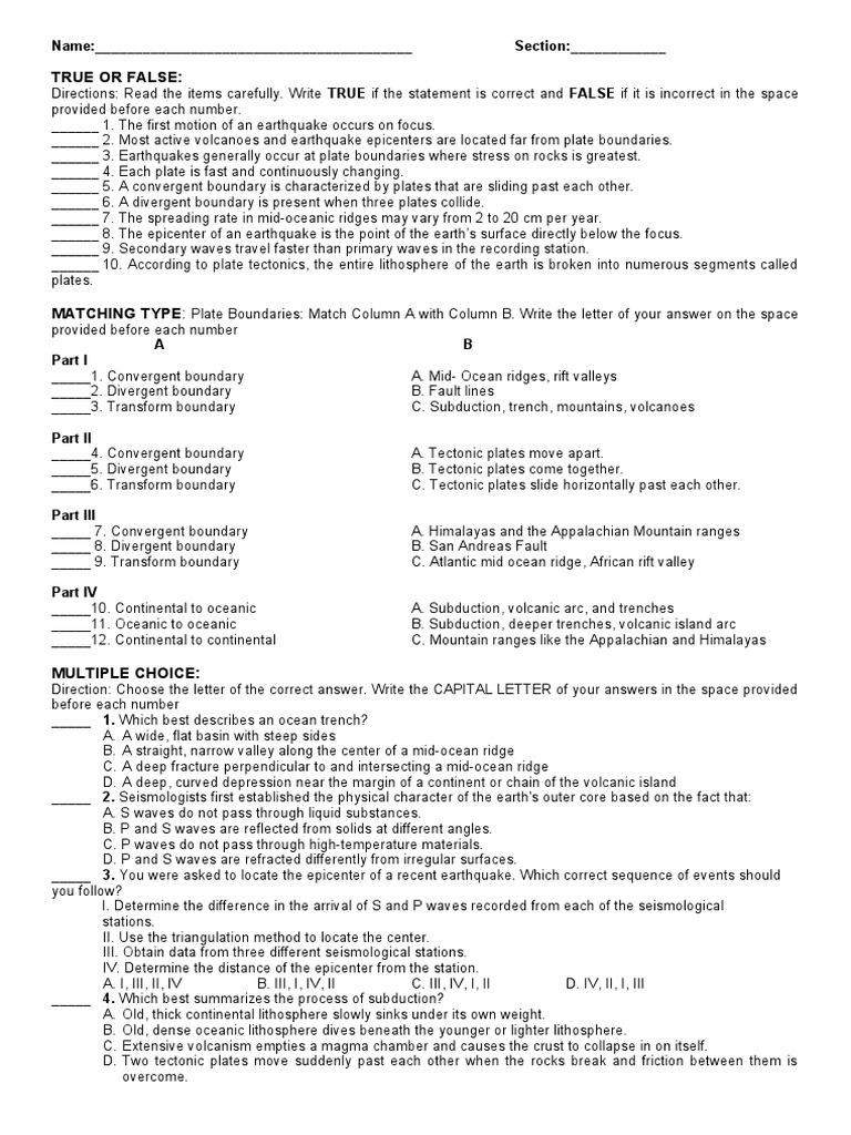 Science Grade 10 Reviewer Final | PDF | Plate Tectonics | Earthquakes