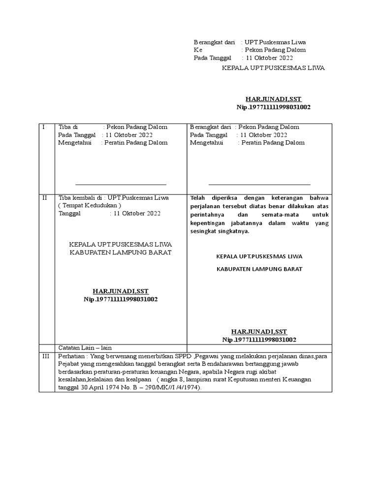 SPPD Lanjutan SEPTEMBER 2022 | PDF