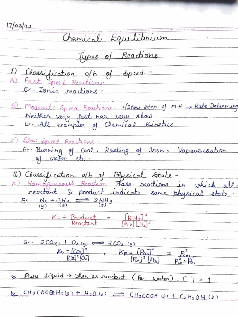 Chemical Equilibrium Notes | PDF