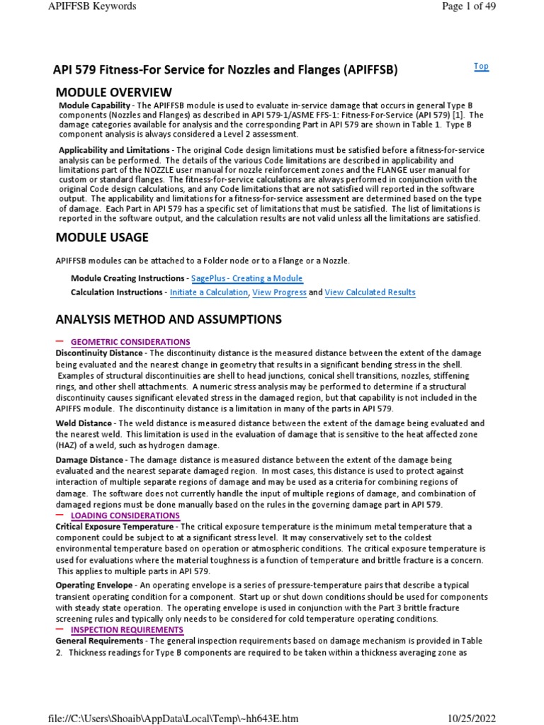 API 579 Fitness For Service For Nozzles and Flanges (APIFFSB) Module Overview | Download Free ...