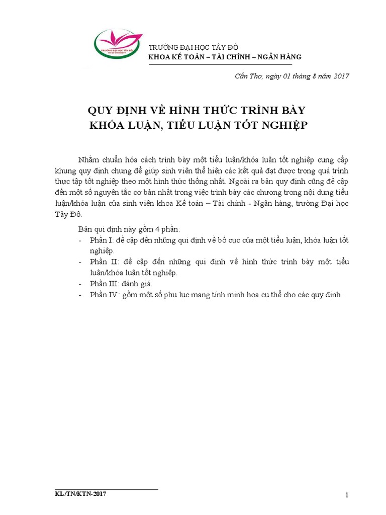 Quy Dinh Hinh Thuc Trinh Bay Tieu Luan Tot Nghiep Pdf