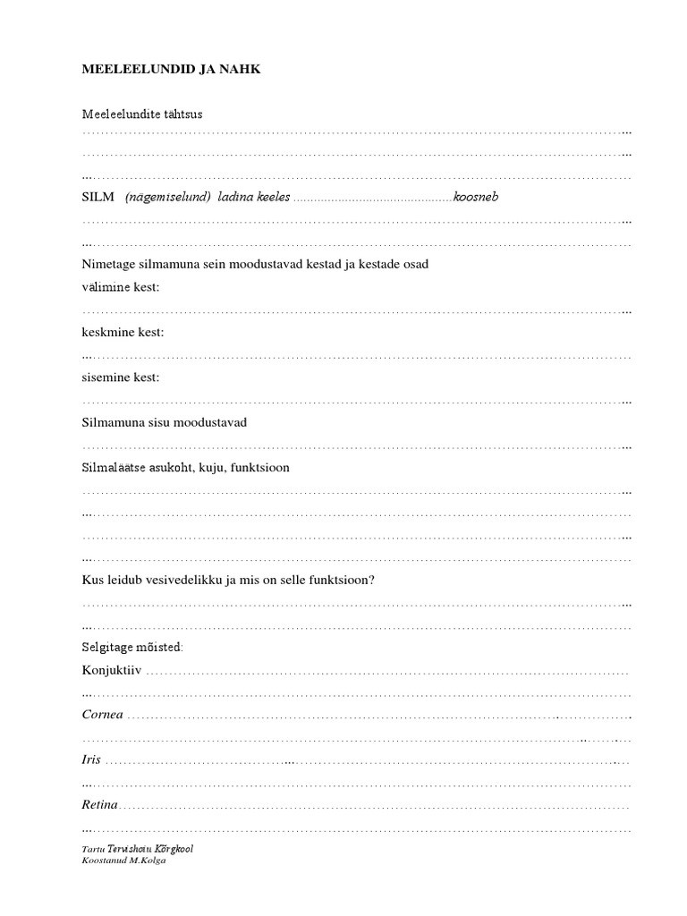 KL 8 Meeleelundid Nahk 2020okt | PDF