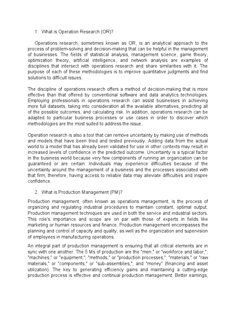What Is Operation Research | PDF | Operations Research | Scheduling (Production Processes)