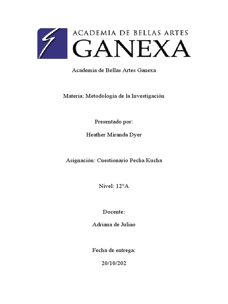 Cuestionario Pecha Kucha-Heather Miranda Dyer | PDF