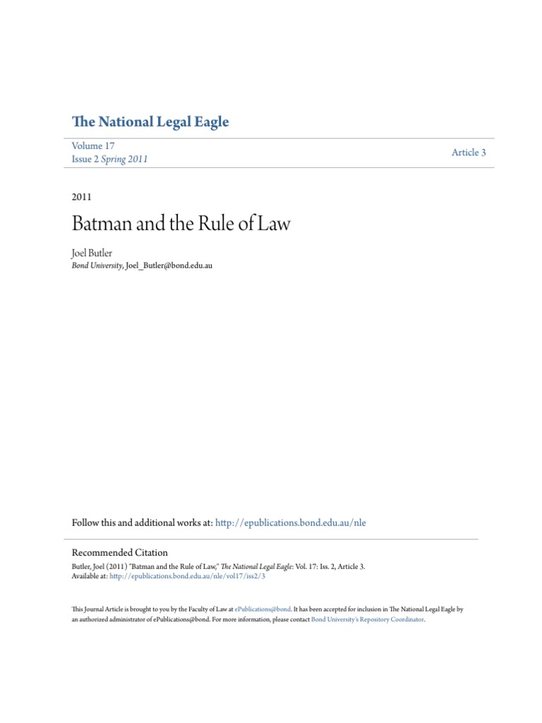 Batman and The Rule of Law | PDF