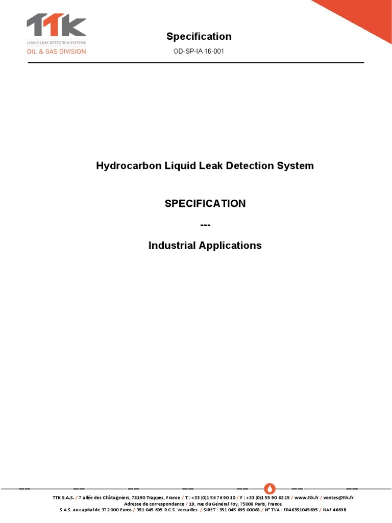 Spec EN Hydrocarbon Leak Detection System - Industry - 201608 ... Spec EN Hydrocarbon Leak Detection System - Industry - 201608 ...
